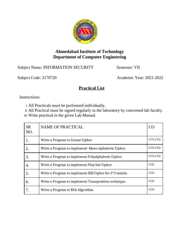 Practical List | PDF