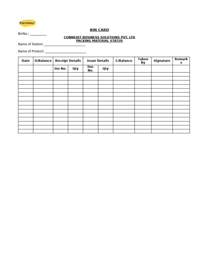 Bin Card | PDF