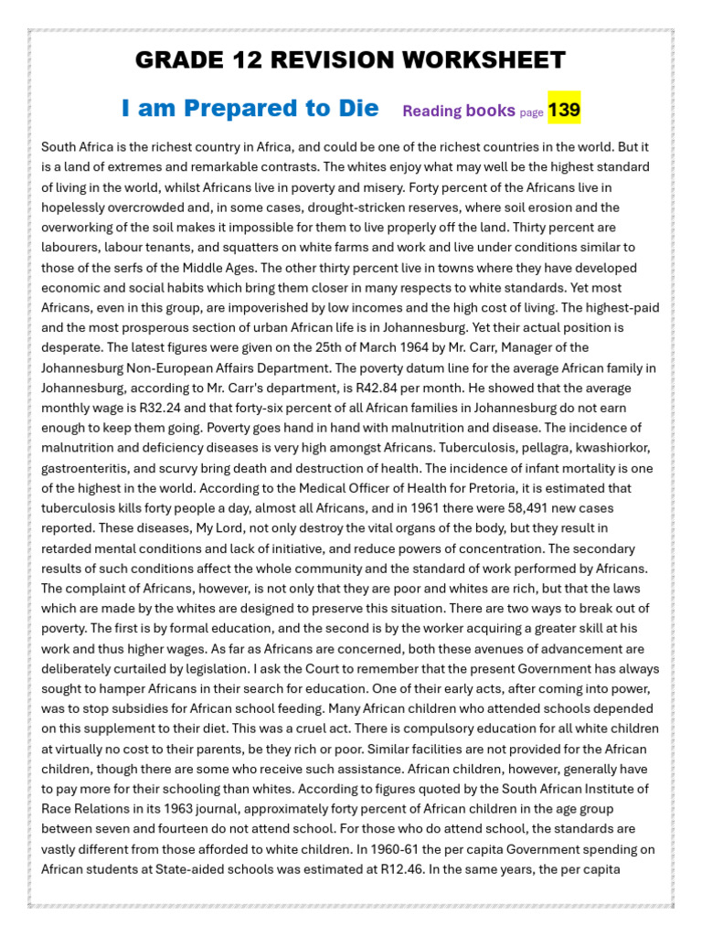 Grade 12 Revision Answer Sheet | PDF | Cost Of Living | Nonviolence