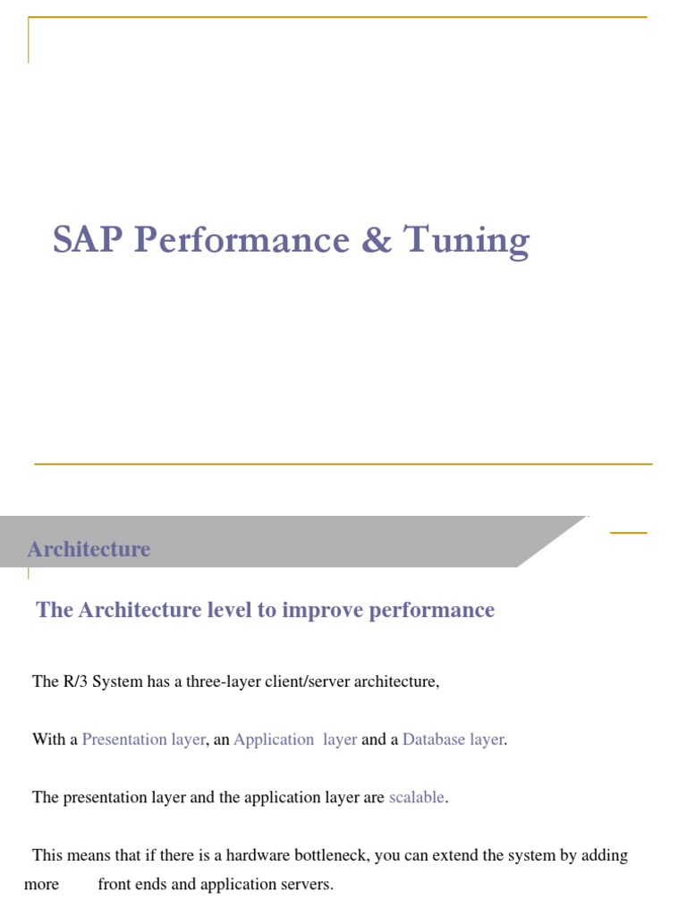 SAP Performance Tuning | PDF | Sql | Databases