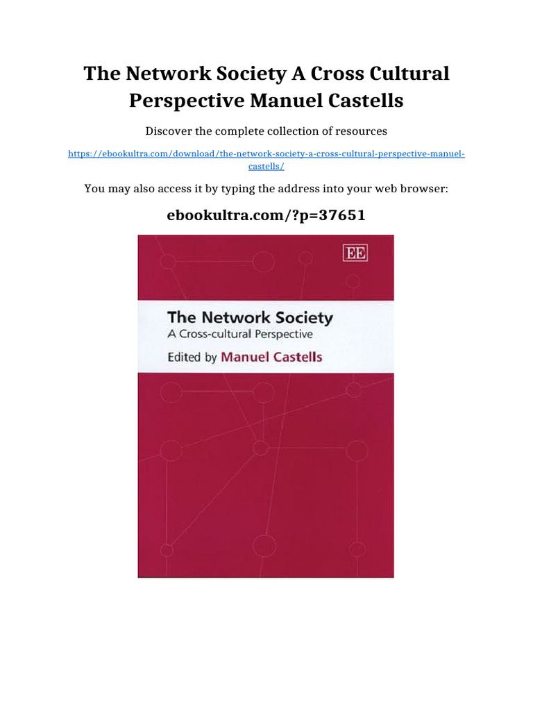 The Network Society A Cross Cultural Perspective Manuel Castells all ...