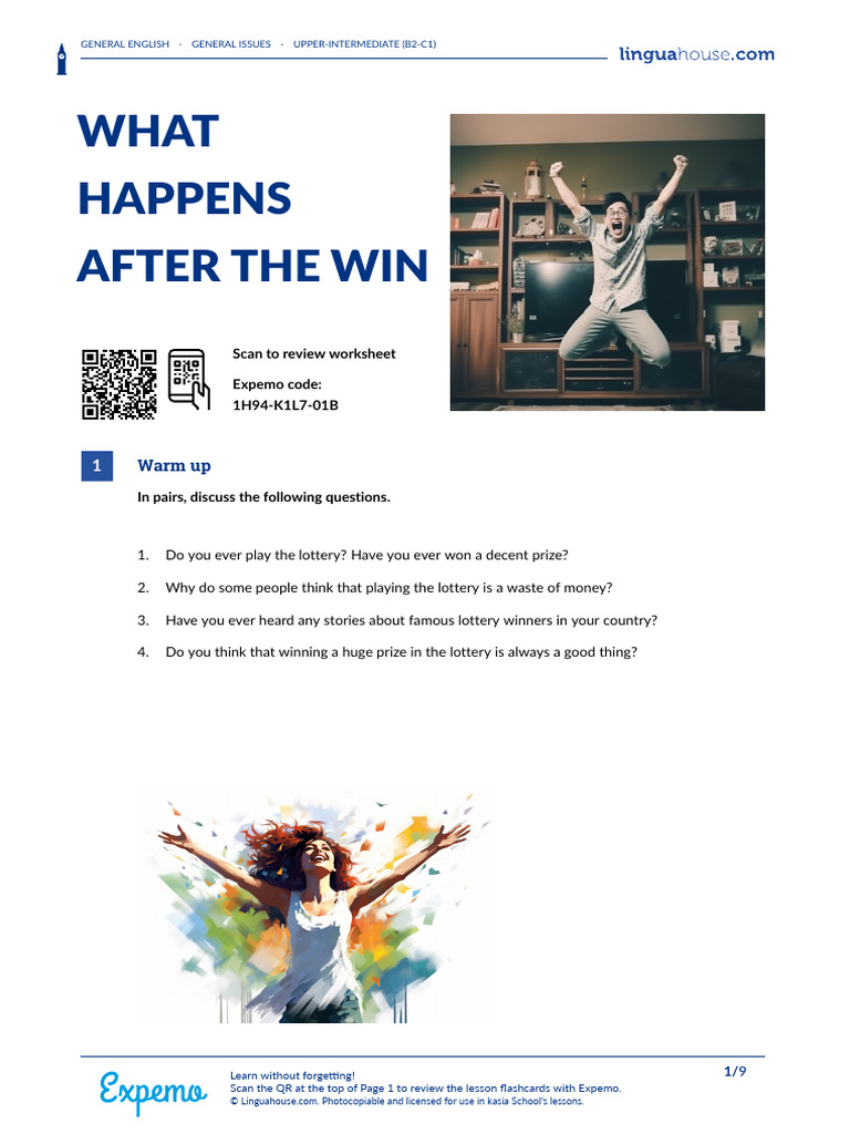 What Happens After The Win British English Student B2 C1 | PDF | Lottery