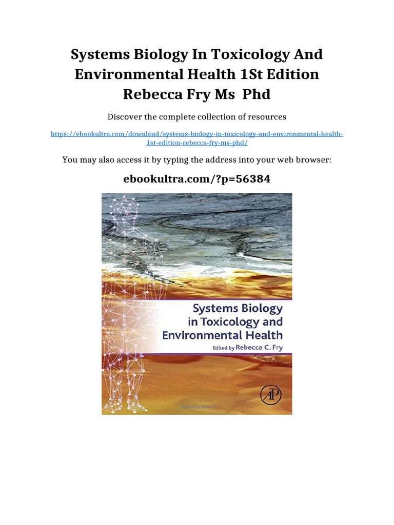 Systems Biology in Toxicology and Environmental Health 1st Edition ...