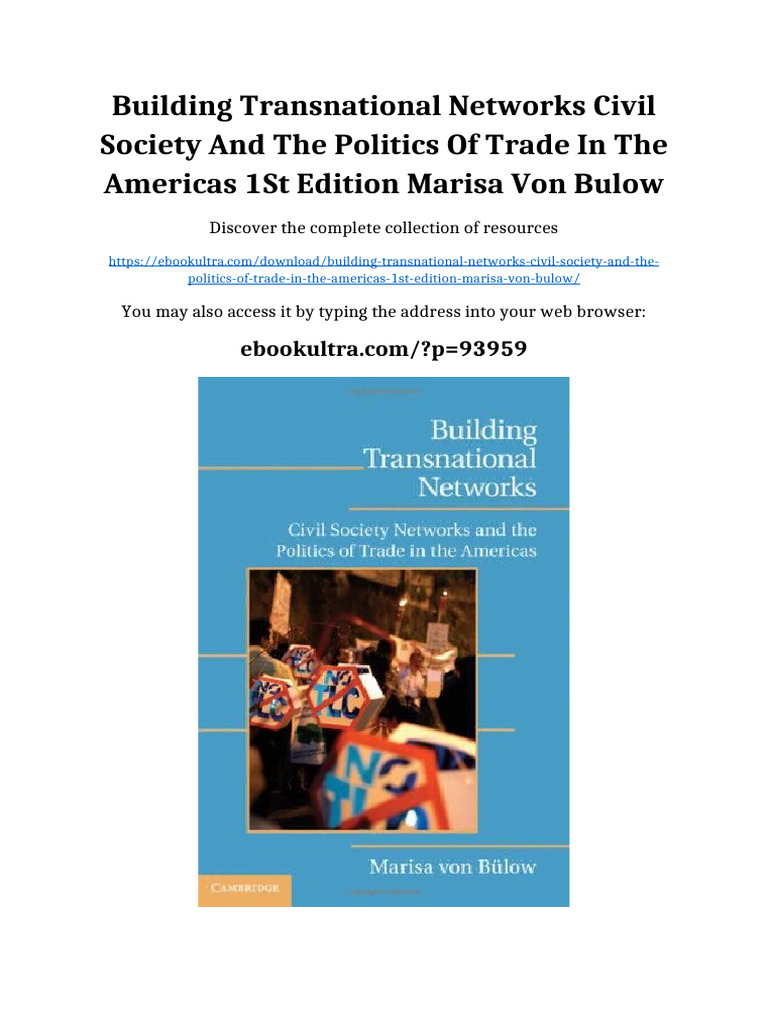 Building Transnational Networks Civil Society and the Politics of Trade ...