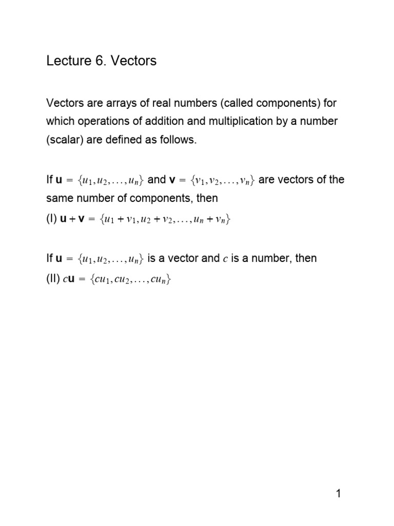 Linear Algebra. Lecture 6. Vectors | PDF | Basis (Linear Algebra) | Algebra