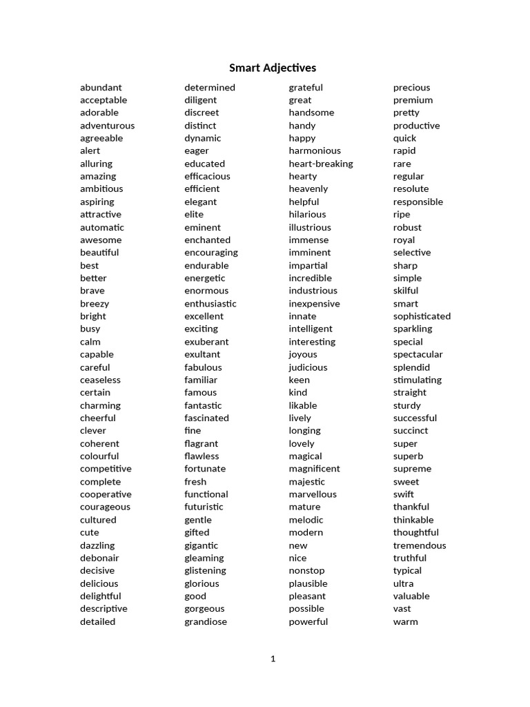 Smart Adjectives | PDF