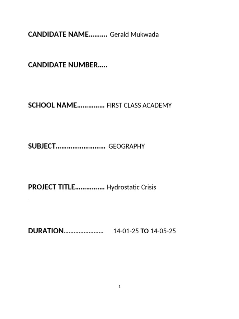 Geograph Project 1 | PDF | Drought | Dam