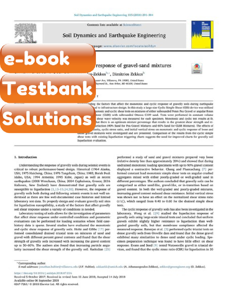 Monotonic and Cyclic Simple Shear Response of Gravelsand Mixtures ...