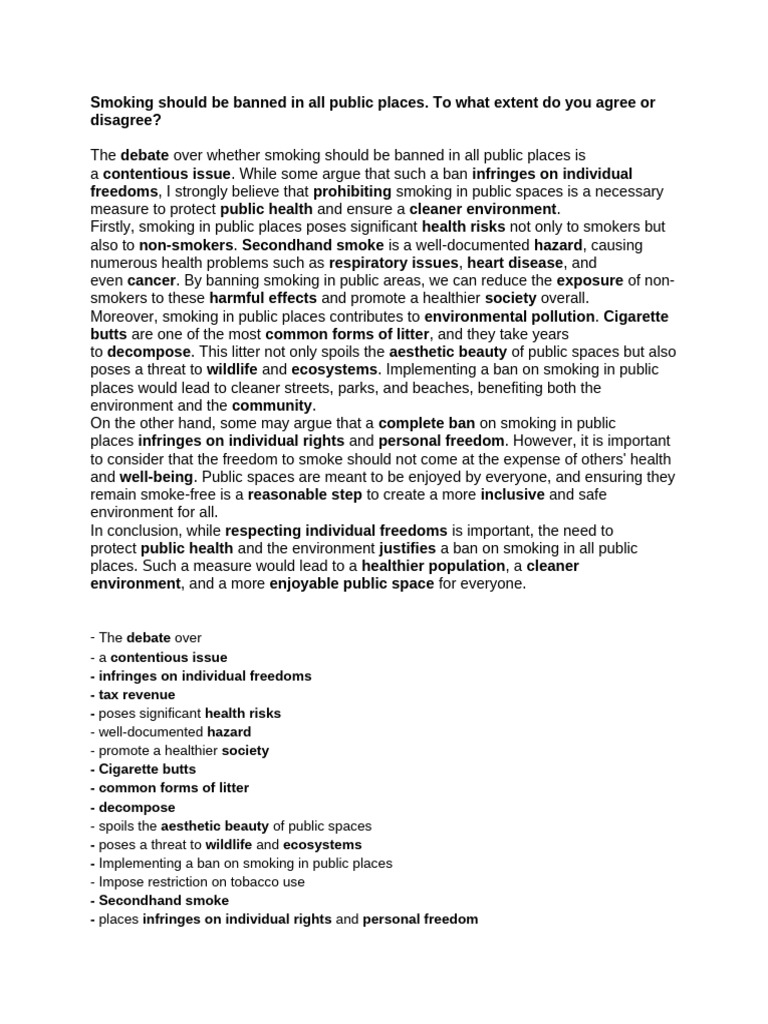 Writing Smoking Ban Public | PDF | Tobacco Smoking | Addiction