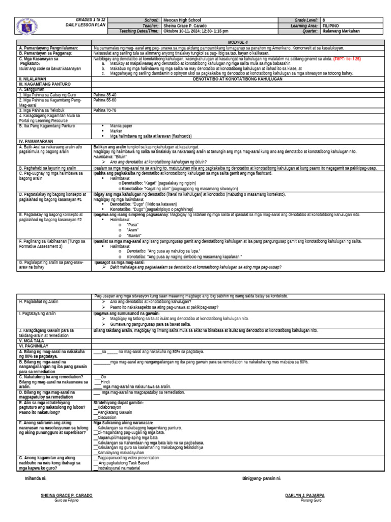 Filipino 8 q2 Module 4 | PDF