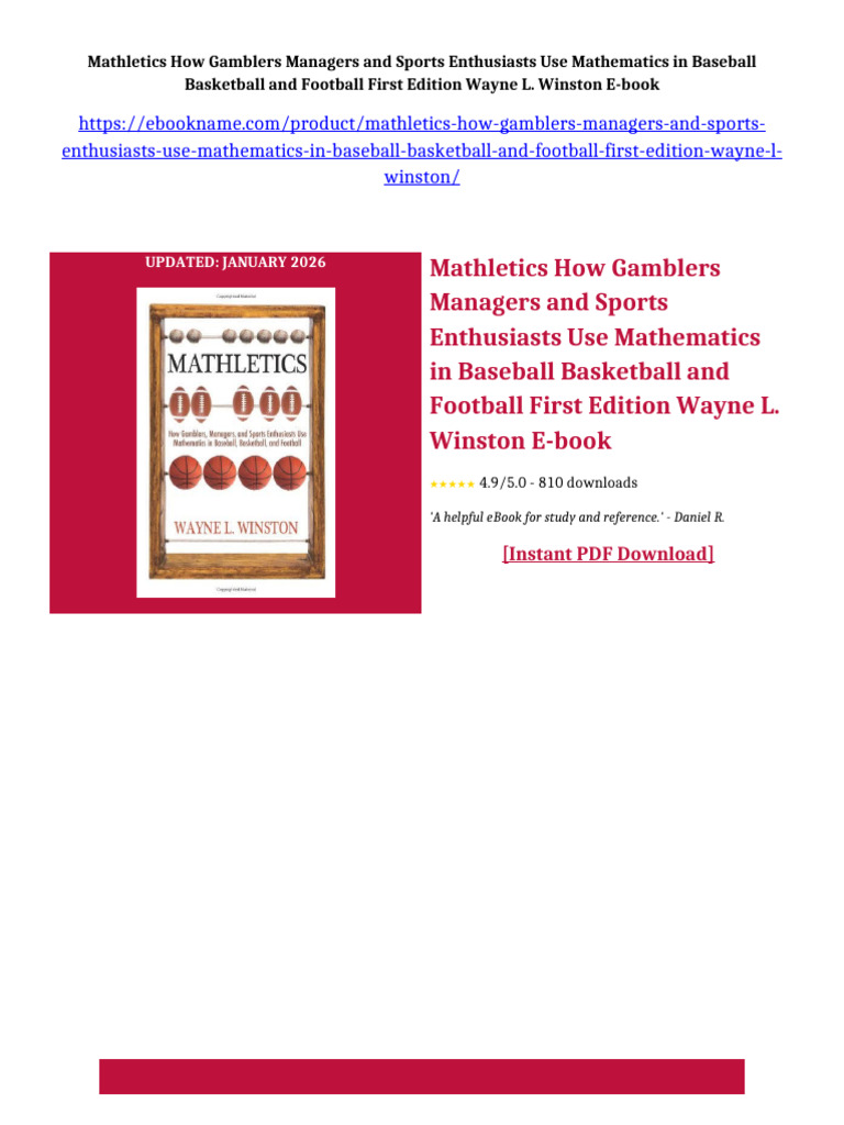Mathletics How Gamblers Managers and Sports Enthusiasts Use Mathematics ...