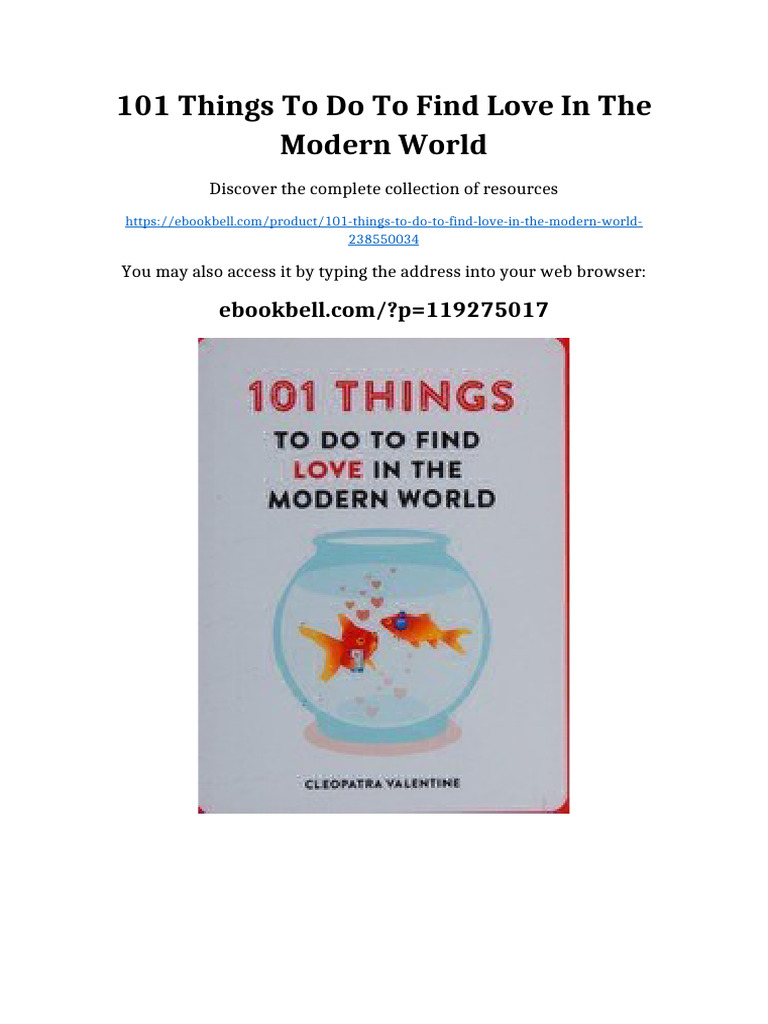 101 Things To Do To Find Love in The Modern World PDF Available | PDF ...