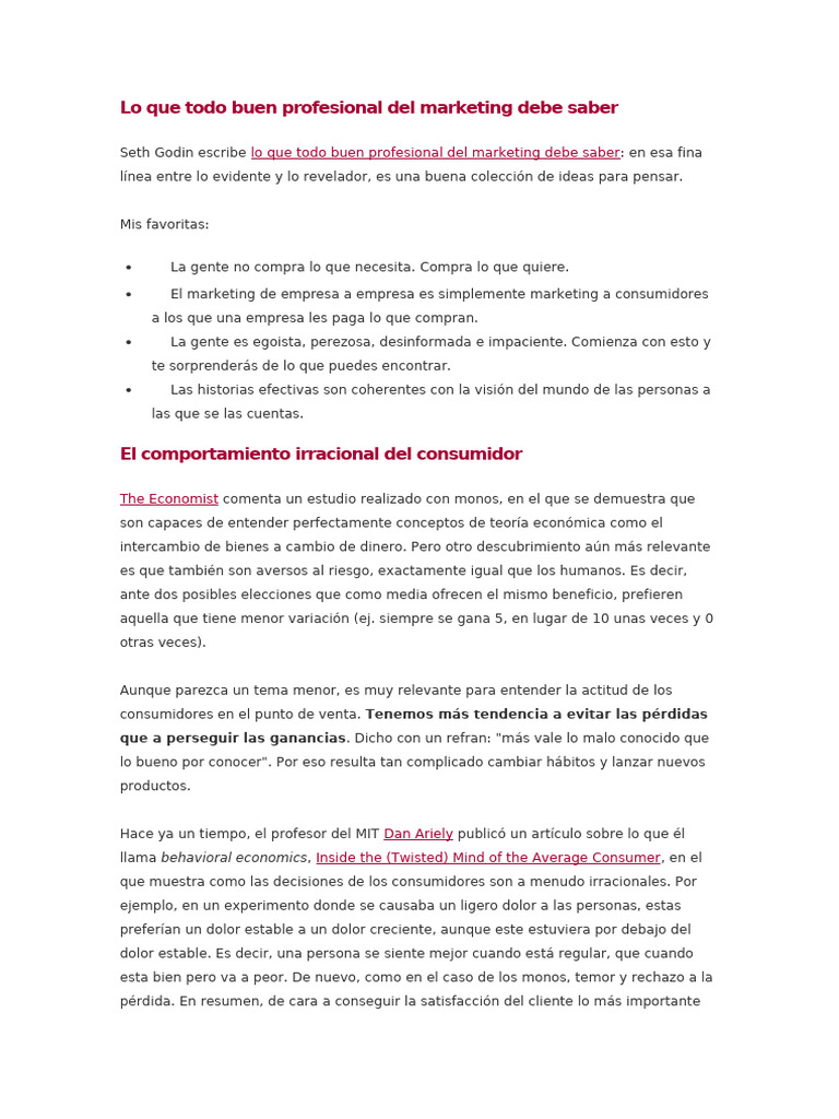 Lo Que Todo Buen Profesional Del Marketing Debe Saber | PDF | Marketing ...
