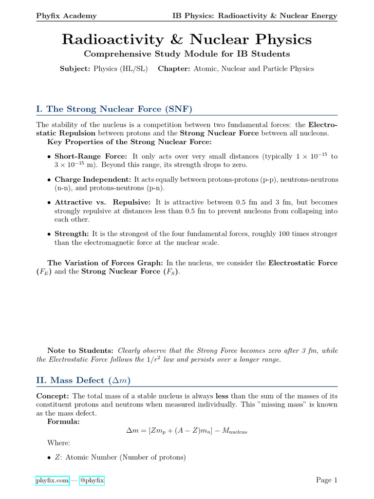 Radioactivity & Nuclear Physics Comprehensive Study Module for IB ...