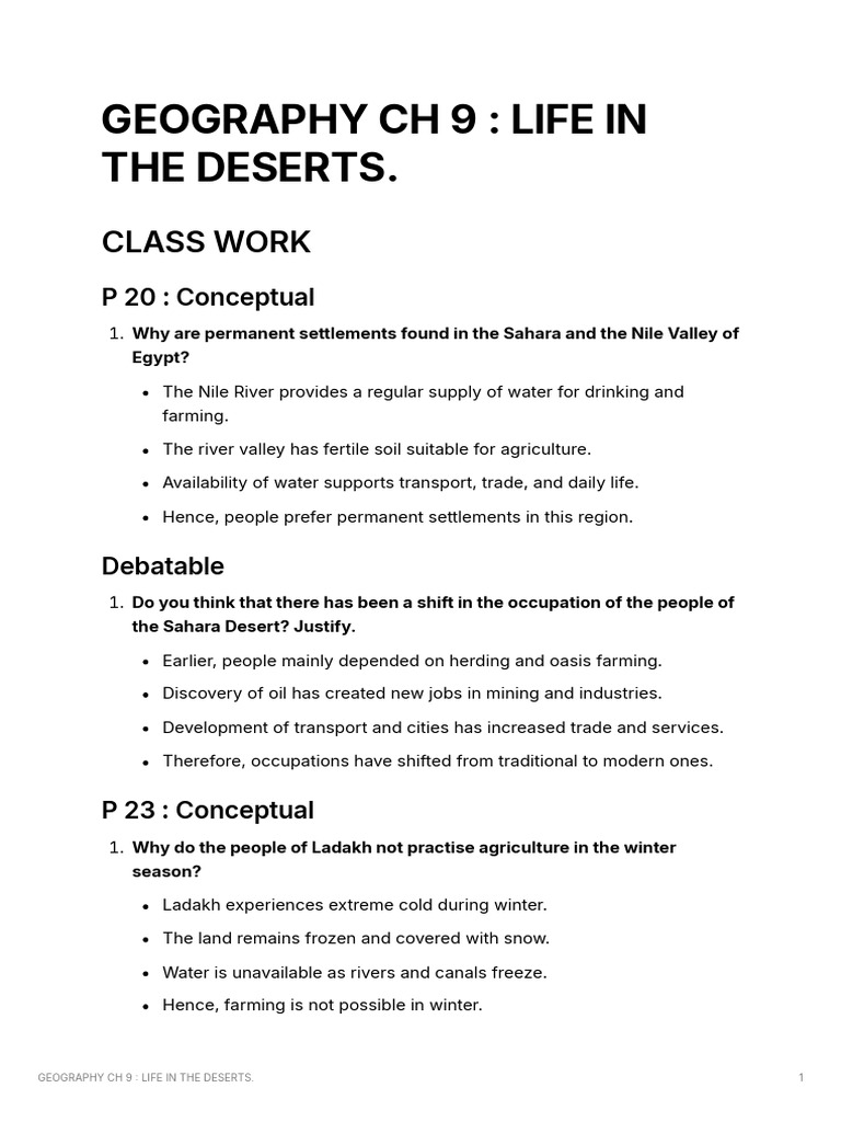 7 Geography Ch 9 Life in the Deserts. | PDF | Desert | Sahara
