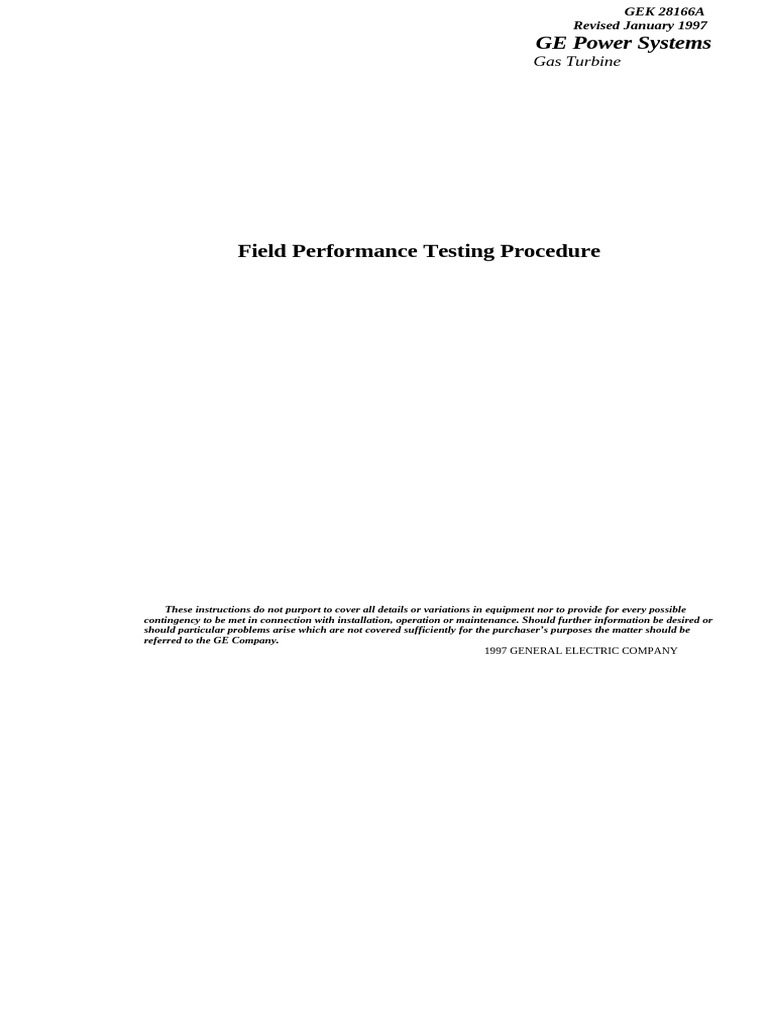 GEK28166a-Field Performance Testing Procedure | PDF | Pressure ...