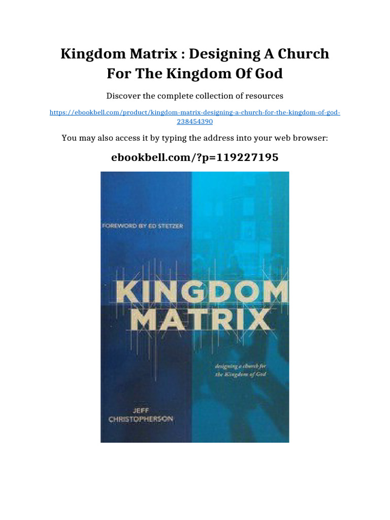 Kingdom Matrix: Designing A Church For The Kingdom of God Digital ...