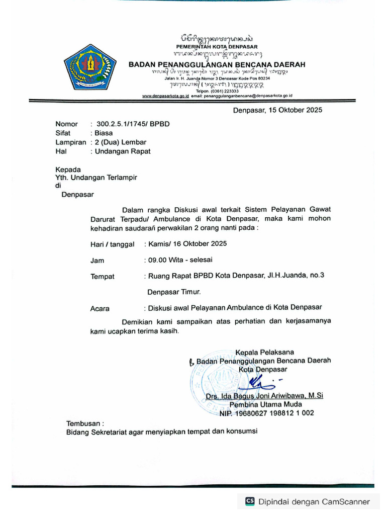 Undangan Rapat Relawan Ambulance | PDF