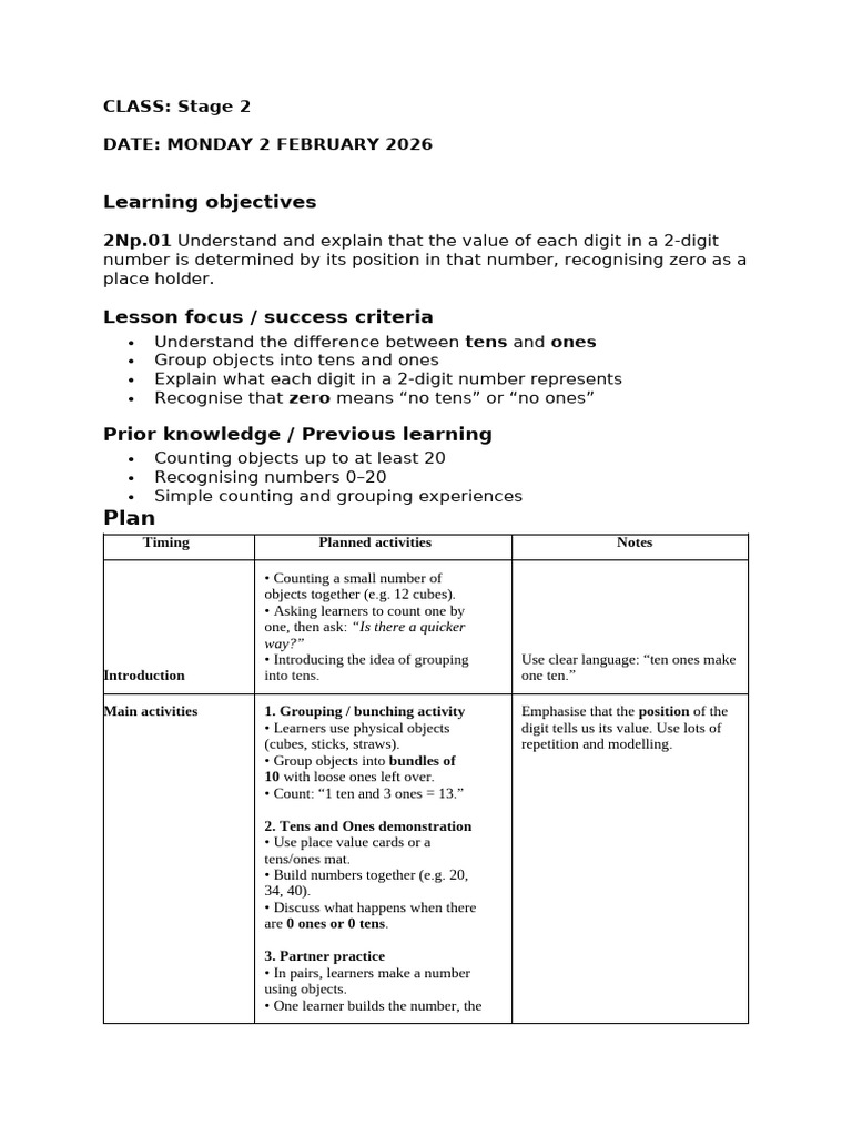 Lesson Plans Maths Week 4 | PDF | Learning | Lesson Plan