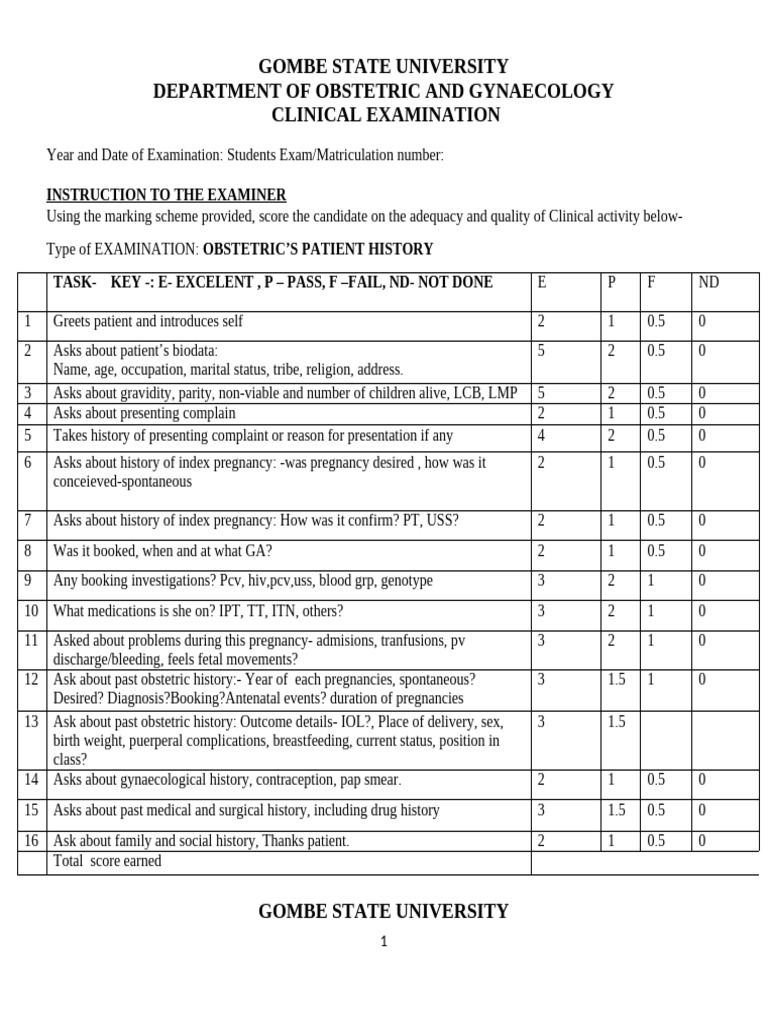 Marking Scheme for Osce Manned Stations -Resit 19 | PDF | Childbirth ...