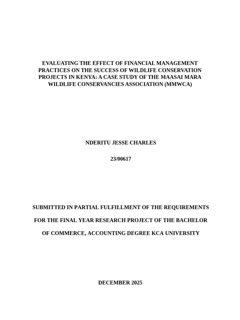 Nderitu Jesse Charles - Research Project | PDF | Conservation Biology ...