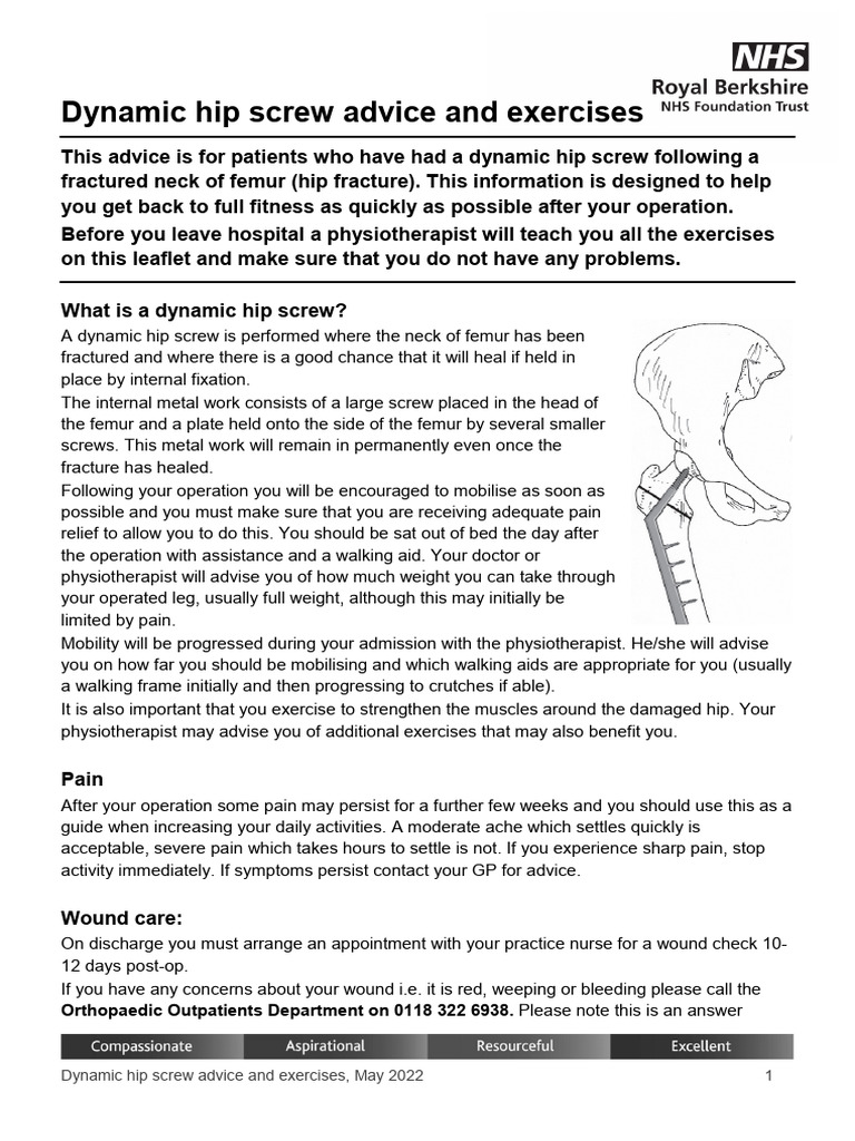 Dynamic Hip Screw Advice and Exercises May22 (1) | PDF | Hip ...
