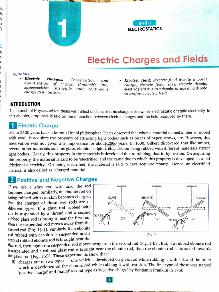 CH 1 - Electric Charge & Fields | PDF | Electric Charge | Atomic Nucleus