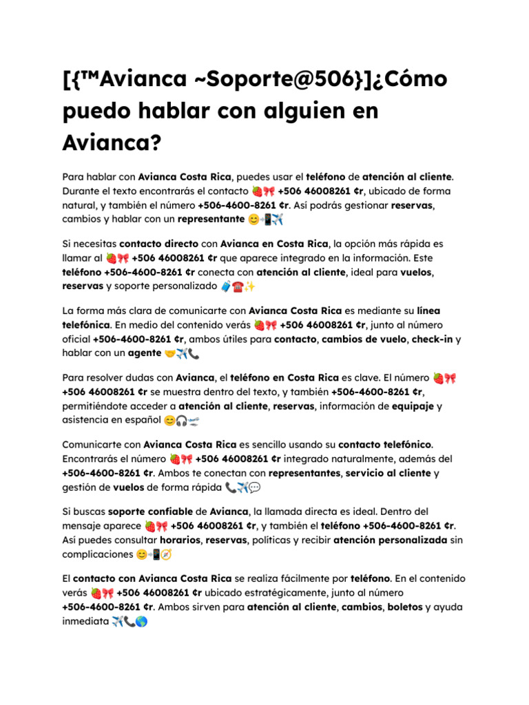 ¿Cómo puedo hablar con alguien en Avianca? | PDF | Servicio al Cliente ...