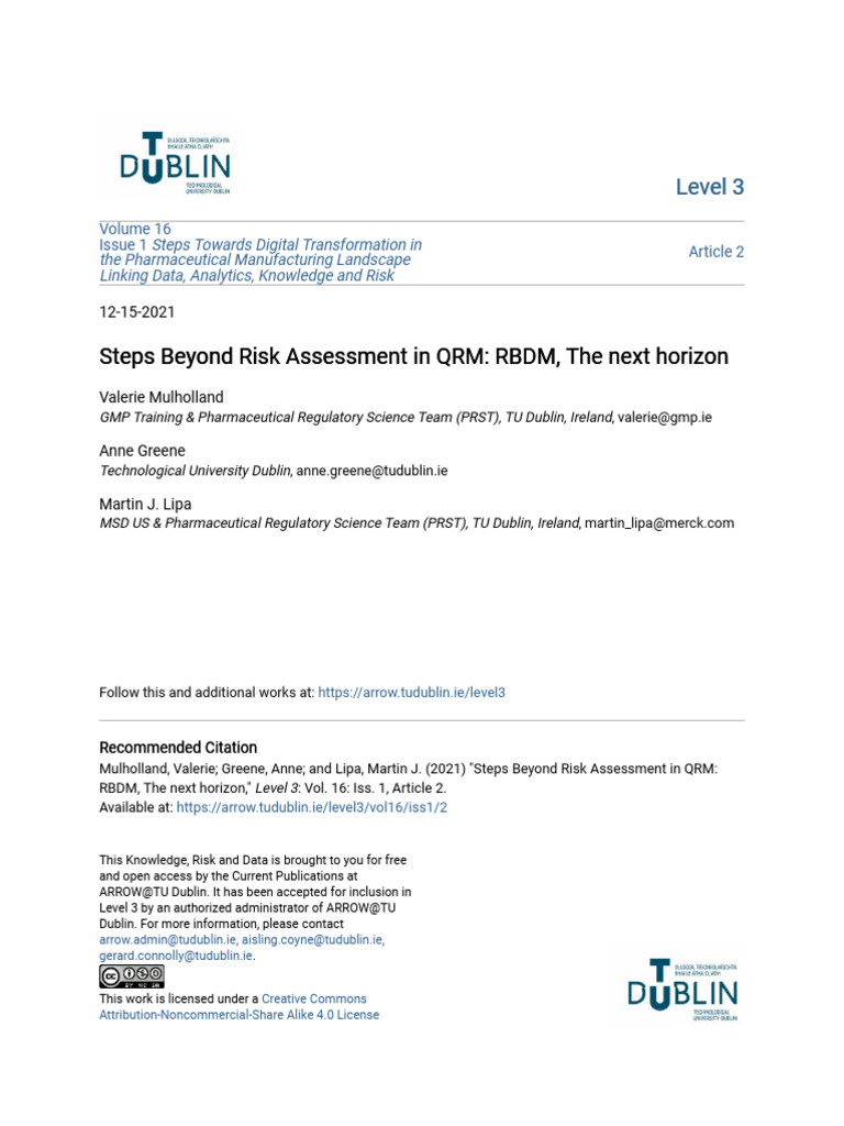 Steps Beyond Risk Assessment in QRM_ RBDM_2021 | PDF | Risk | Decision ...
