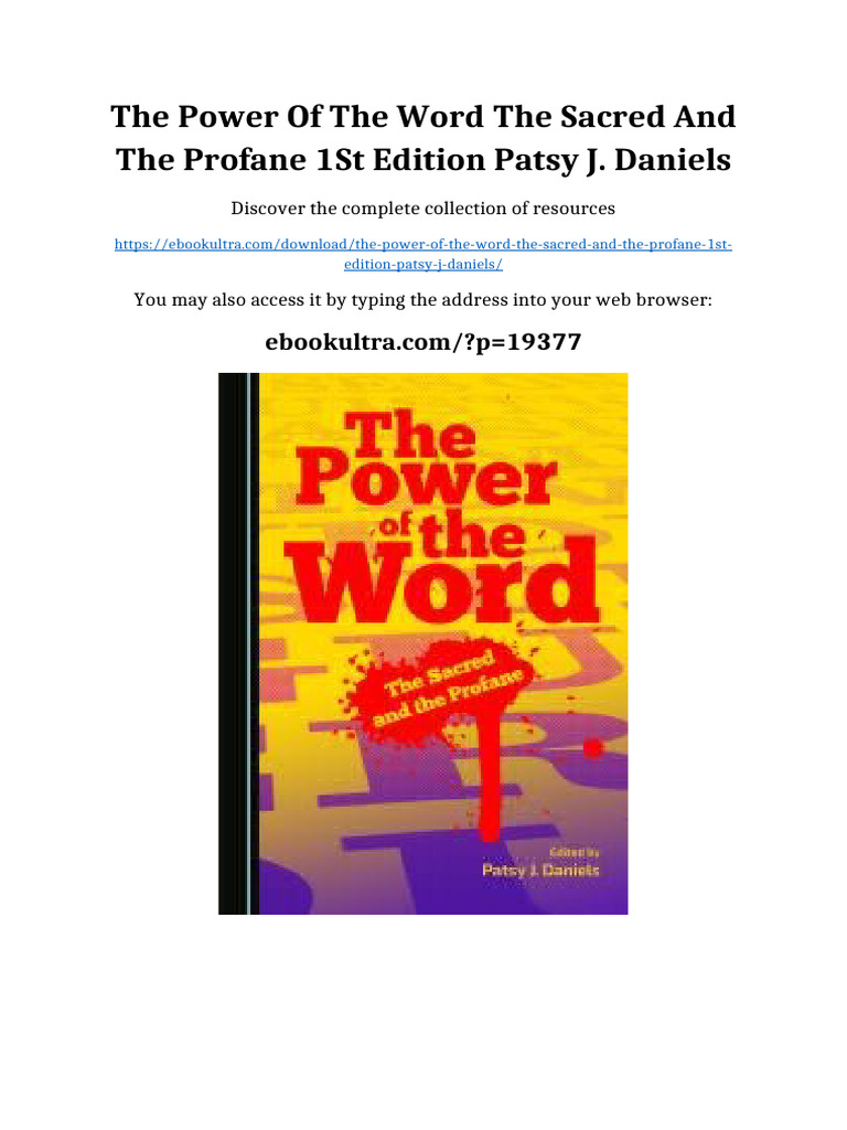 The Power of the Word The Sacred and the Profane 1st Edition Patsy J ...