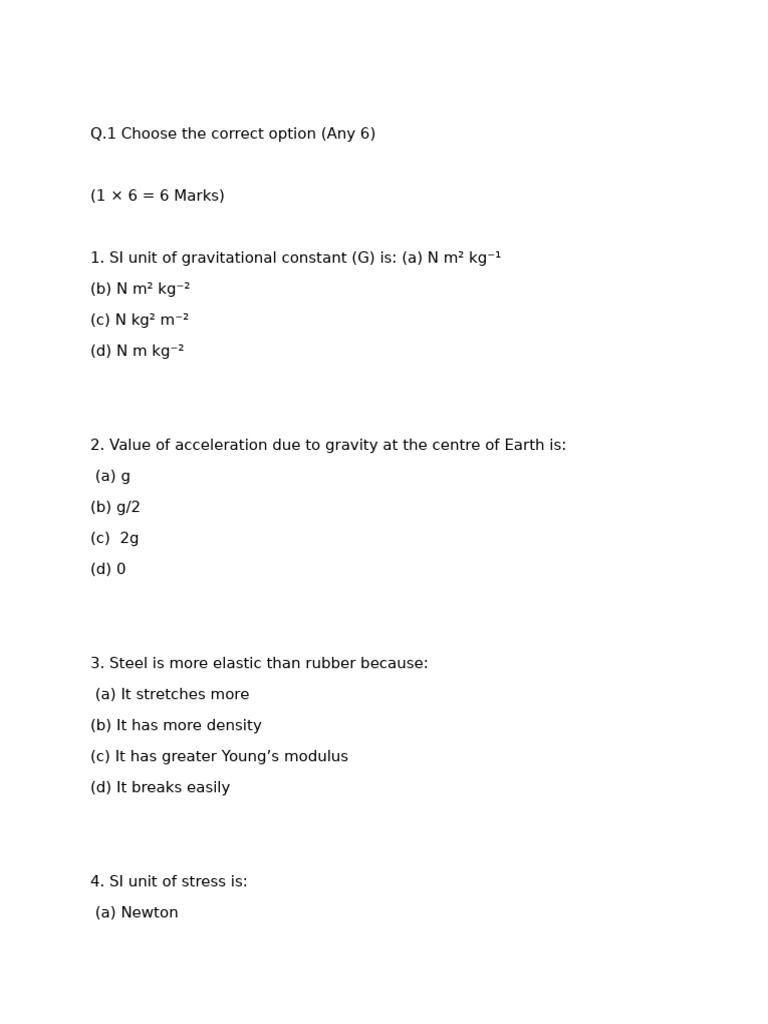 Physics Paper Class 11th | PDF | Gravity | Force