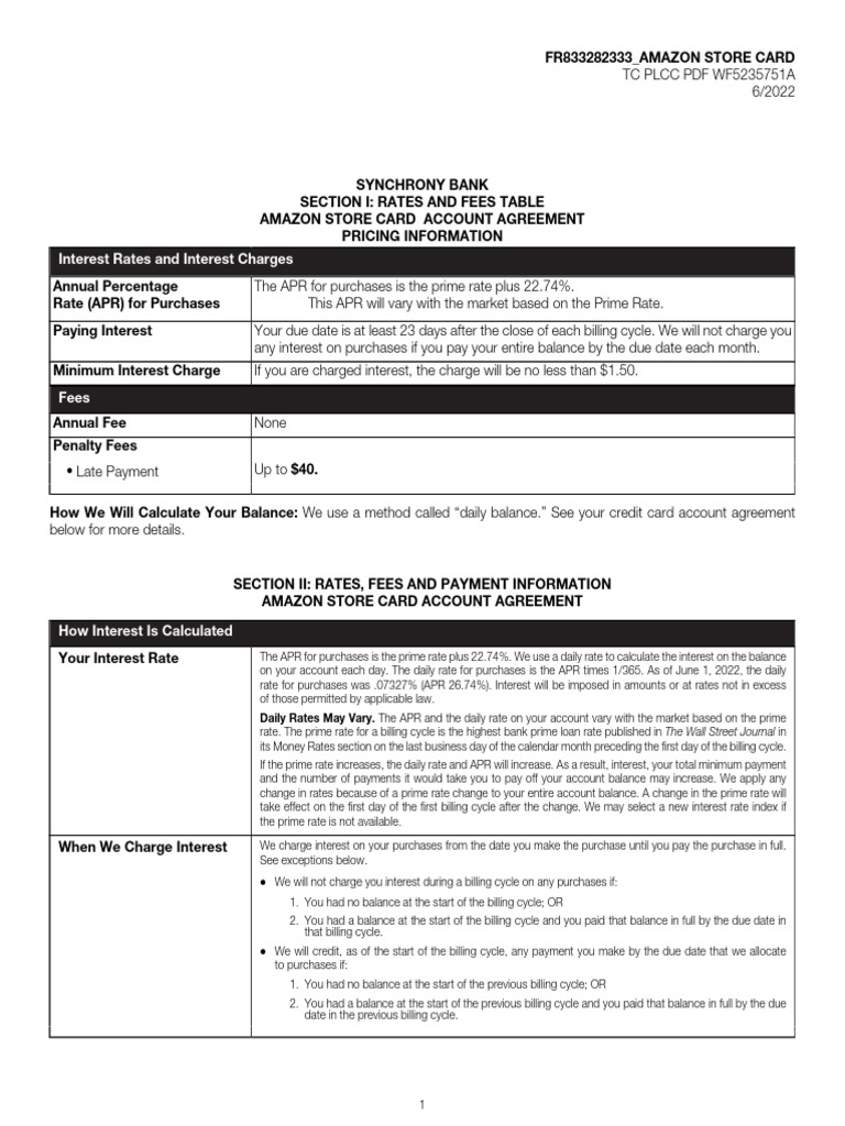 Store Card Account Agreement and Pricing Information | PDF | Credit ...