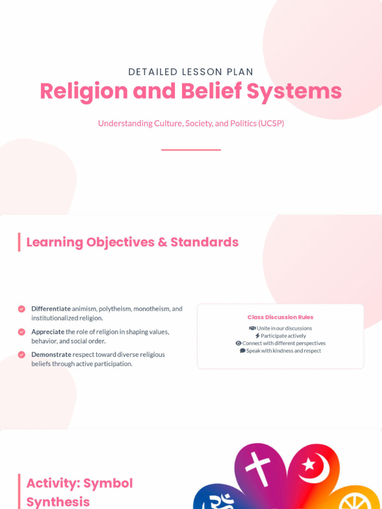 UCSP Lesson Plan - Religion & Belief Systems | PDF