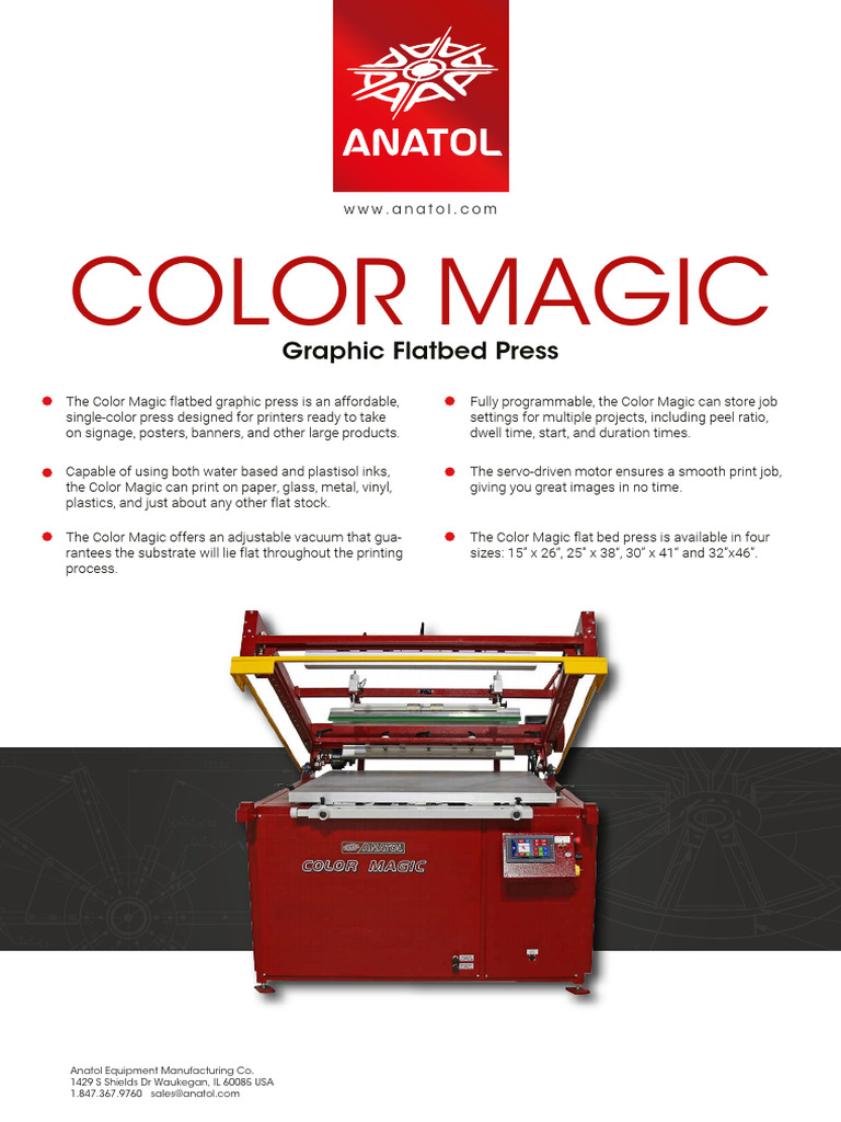Anatol Colormagic Flatbed Screen Press | PDF | Image Scanner | Equipment