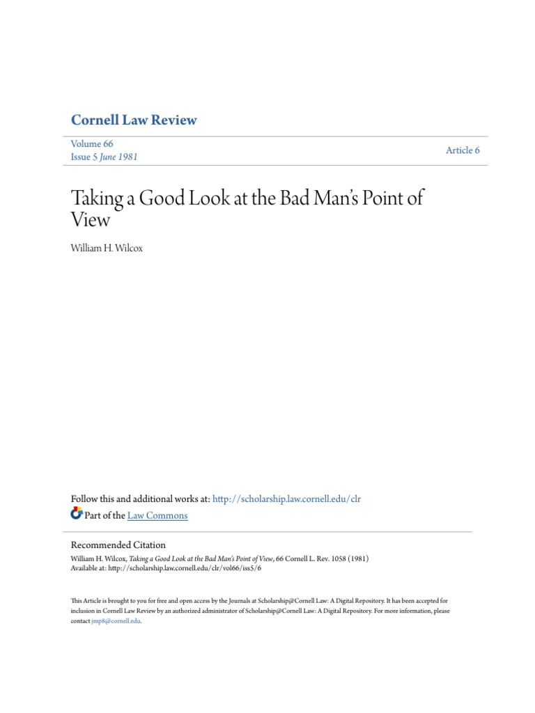 Taking a Good Look at the Bad Man_s Point of View | PDF | Jurisprudence ...