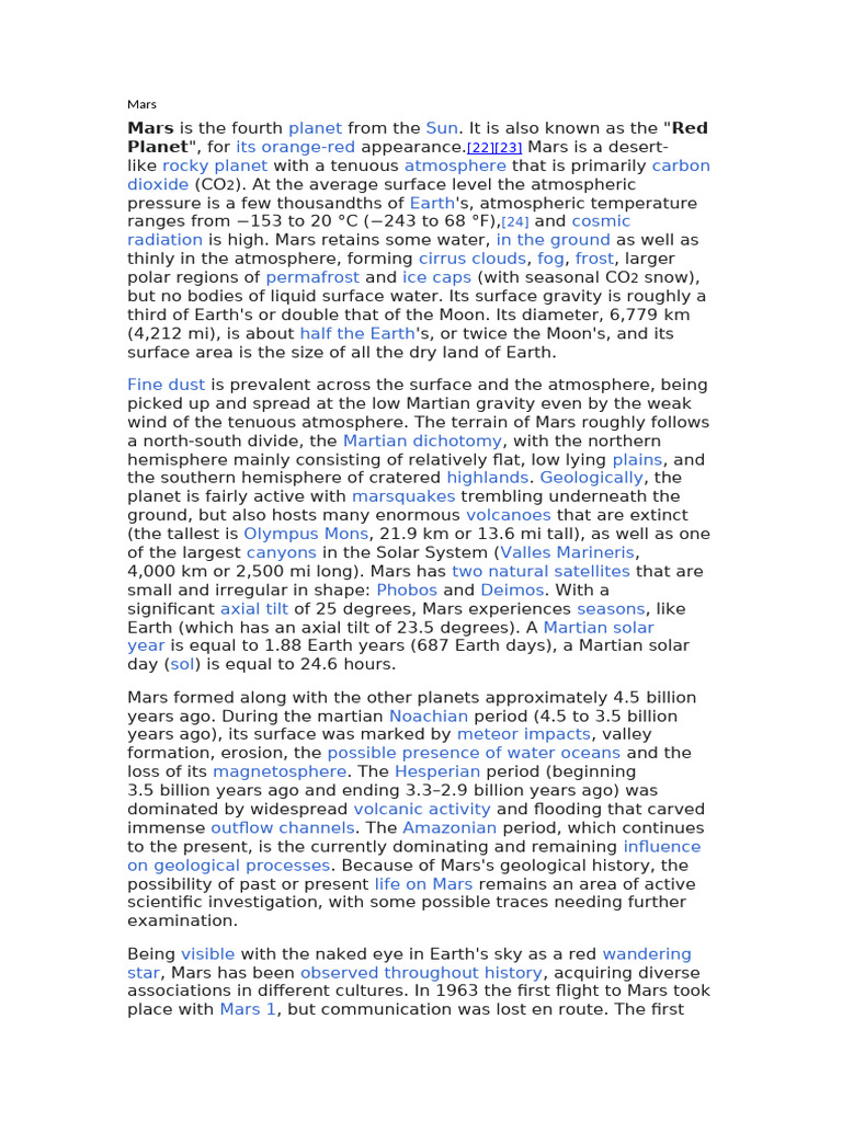 Mars | PDF | Mars | Earth