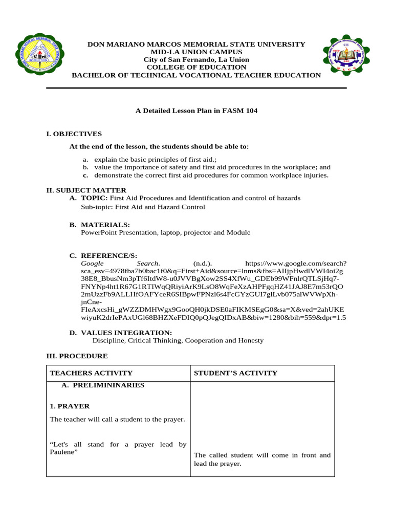 4As Lesson Plan Template | PDF | Hygiene | Hazards