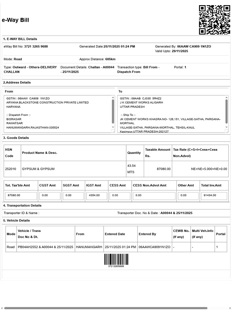 E-Way Bill 2552 | PDF
