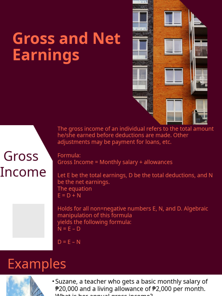 Gross and Net Earnings | PDF | Tax Deduction | Salary