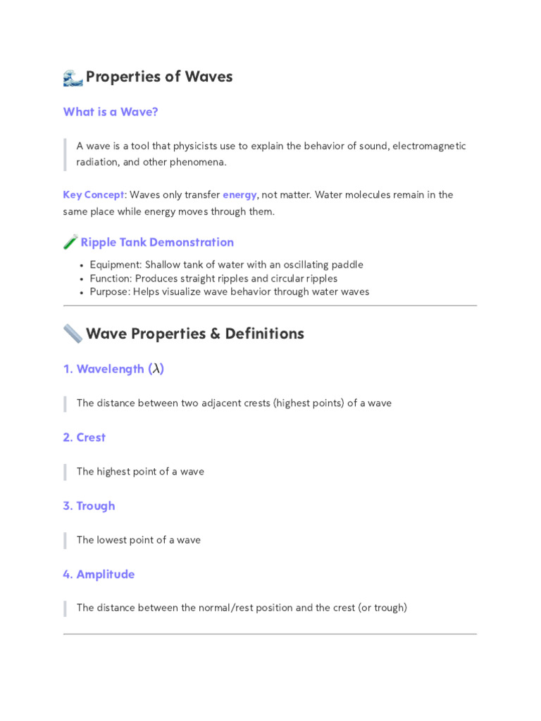 IGCSE Physics (2025-2027) + PYQ - C14 - 25 - Properties of Waves | PDF ...