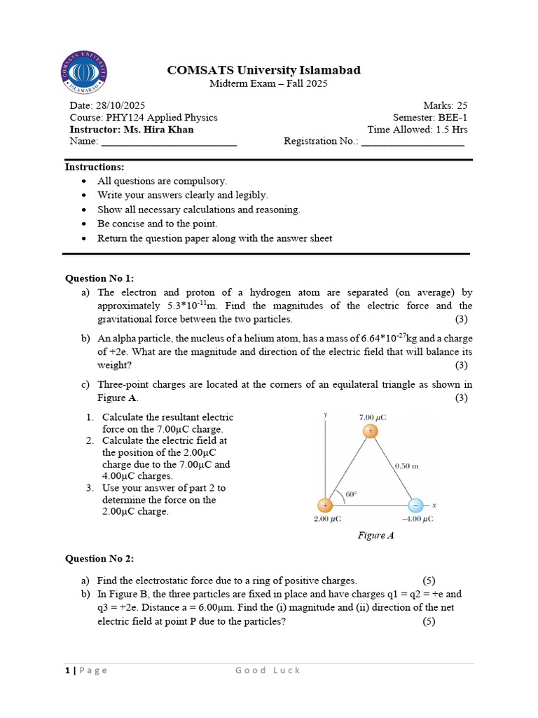 Applied Physics Midterm Exam | PDF | Force | Atoms