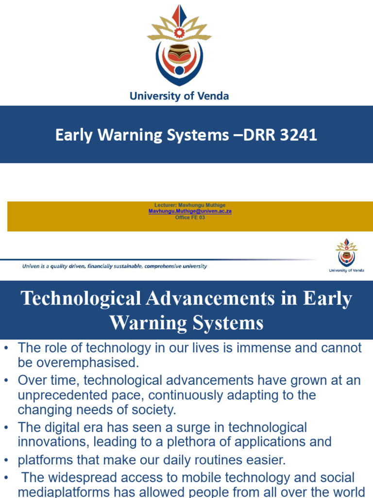 Early Warning Systems DRR 2025 Lecturenotes | PDF | Remote Sensing ...