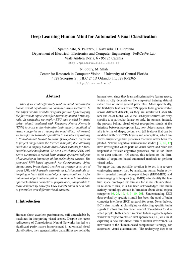 Deep Learning Human Mind For Automated Visual Classification | PDF ...