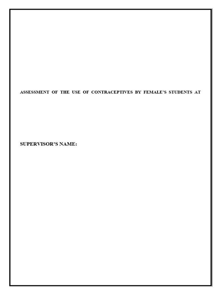 Assessment of the Use of Contraceptives by Female’s Students at Higher ...