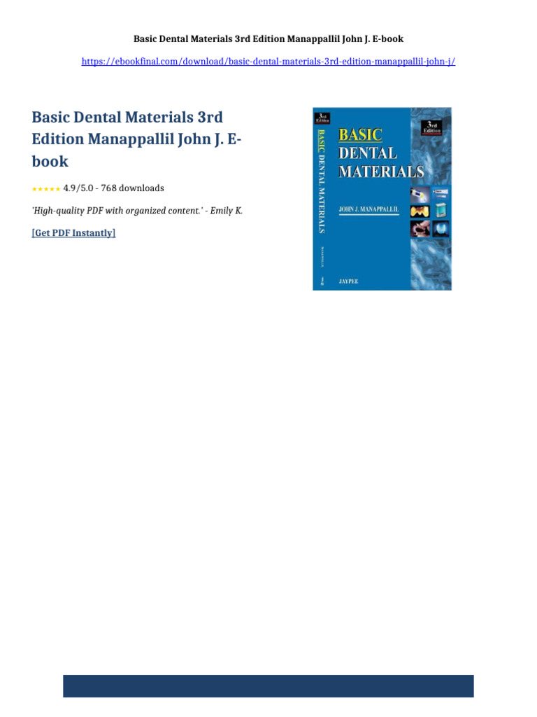 Basic Dental Materials 3rd Edition Manappallil John J. ebook full ...