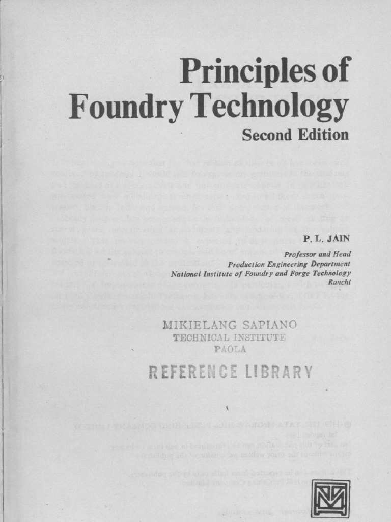Principles of Foundry Technology | PDF | Foundry | Casting