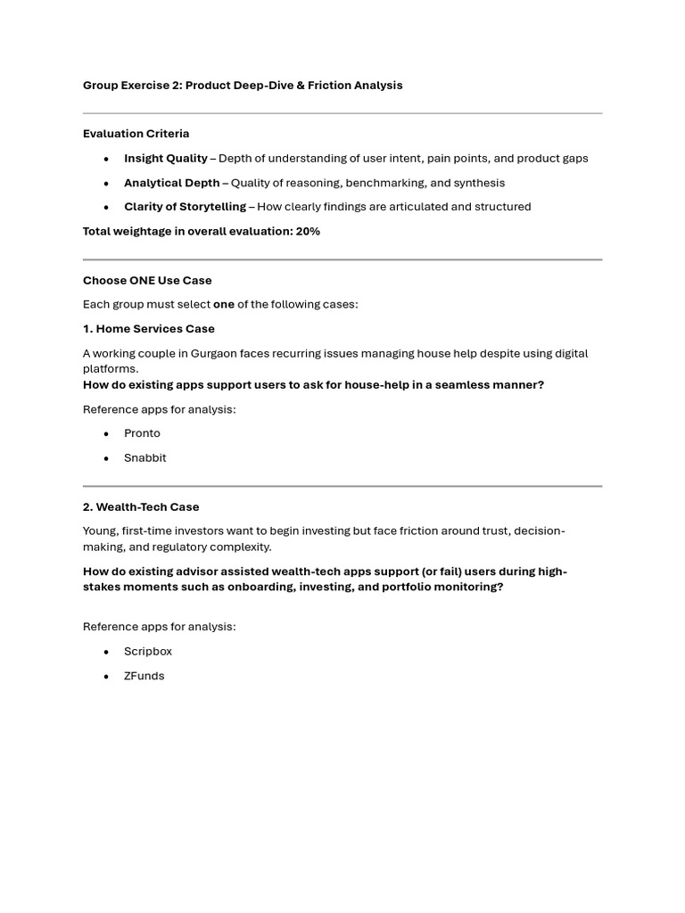 Exercise # 2 Product Deep-Dive and Friction Analysis | PDF