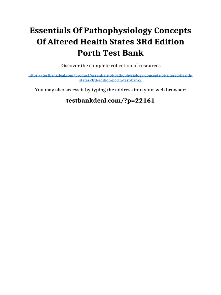 Essentials of Pathophysiology Concepts of Altered Health States 3rd ...