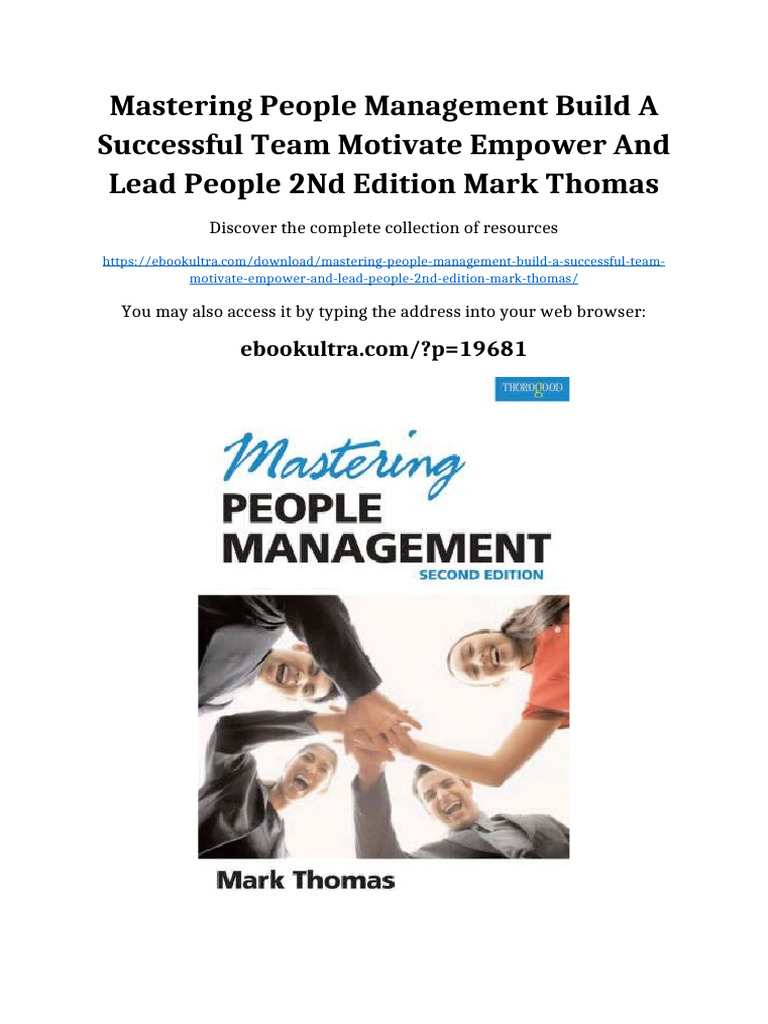 Mastering People Management Build a Successful Team Motivate Empower ...