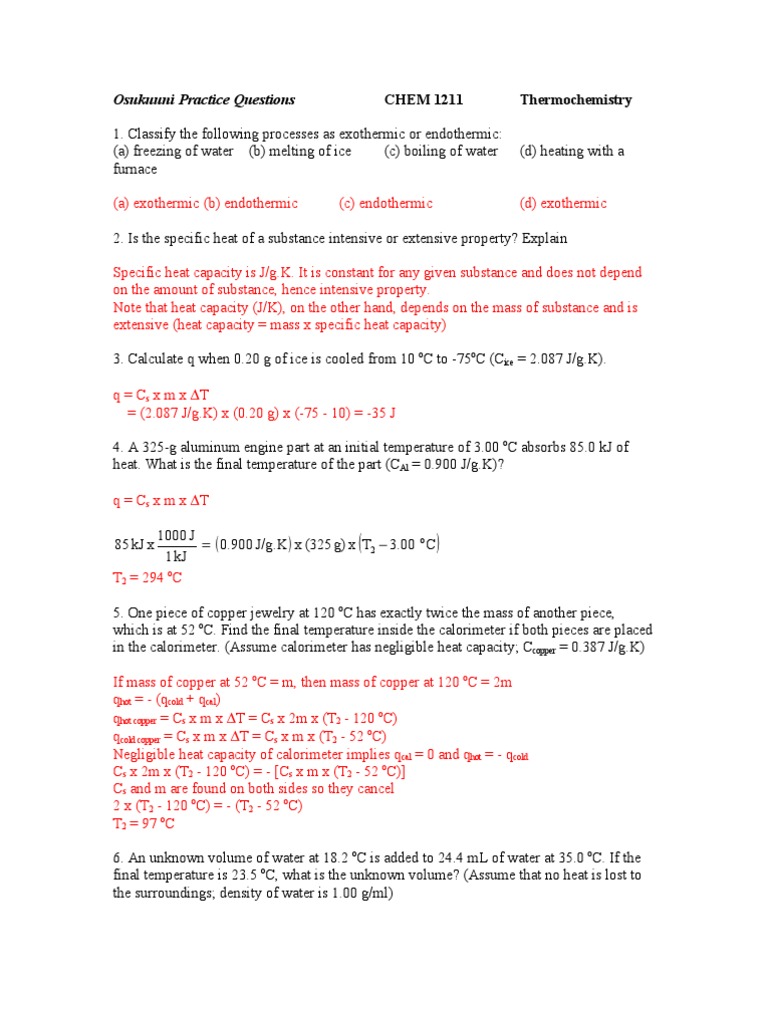 Thermochemistry With Solutions | PDF | Chemistry | Physical Chemistry
